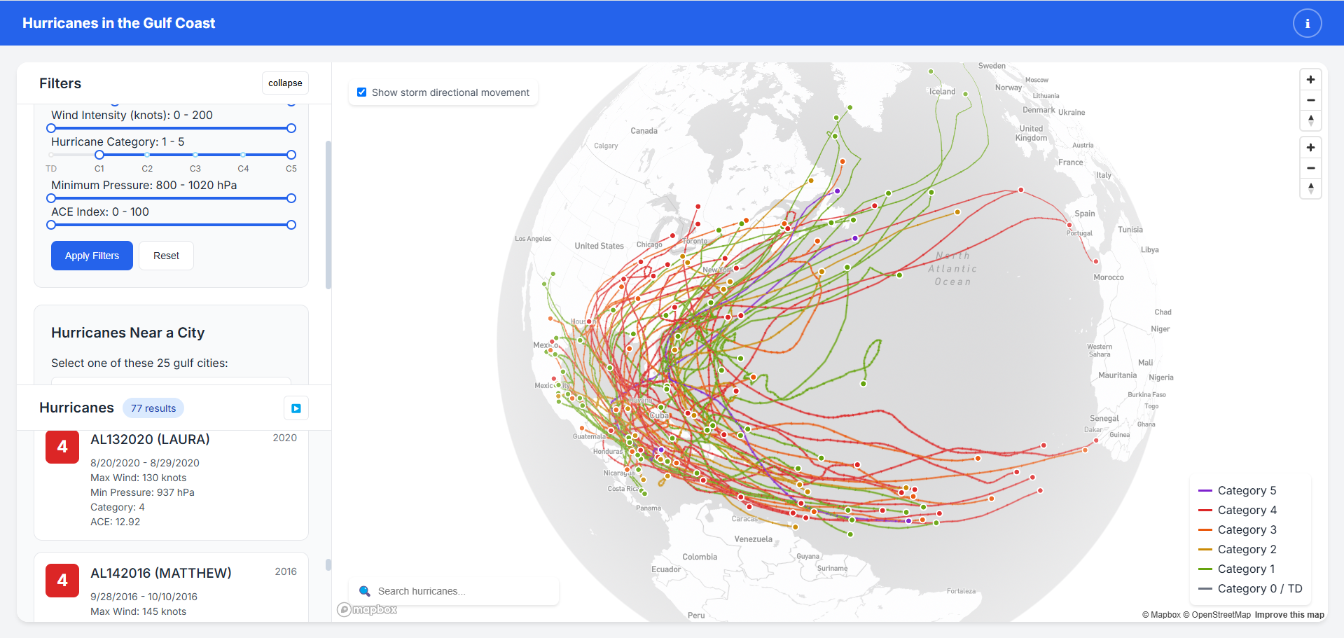 Hurricane Tracker - Interactive Weather Visualization